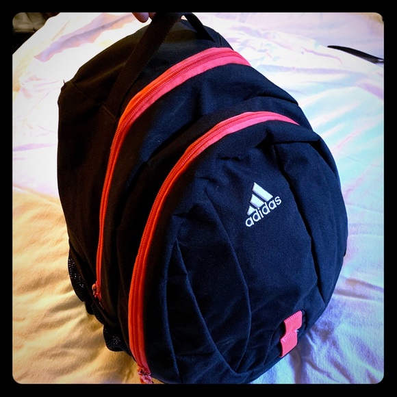 adidas | Bags | Adidas Backpack Black Pink Double Zipper | Poshmark